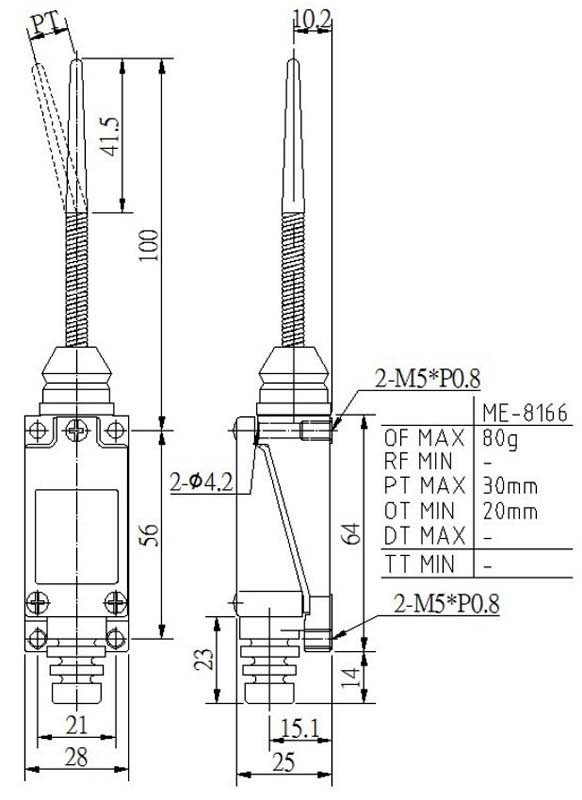 ME-8166 Wobble Plastic Rod Coil Spring Flexible Rod Moujen Limit Switch ...