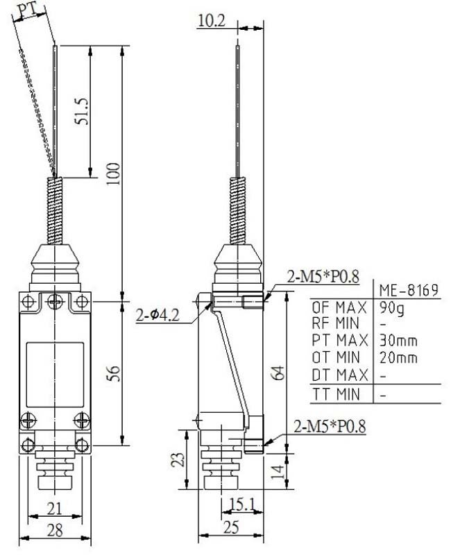 ME-8169 Wobble Wire Spring Cat Whisker Moujen Limit Switch - Trillium ...